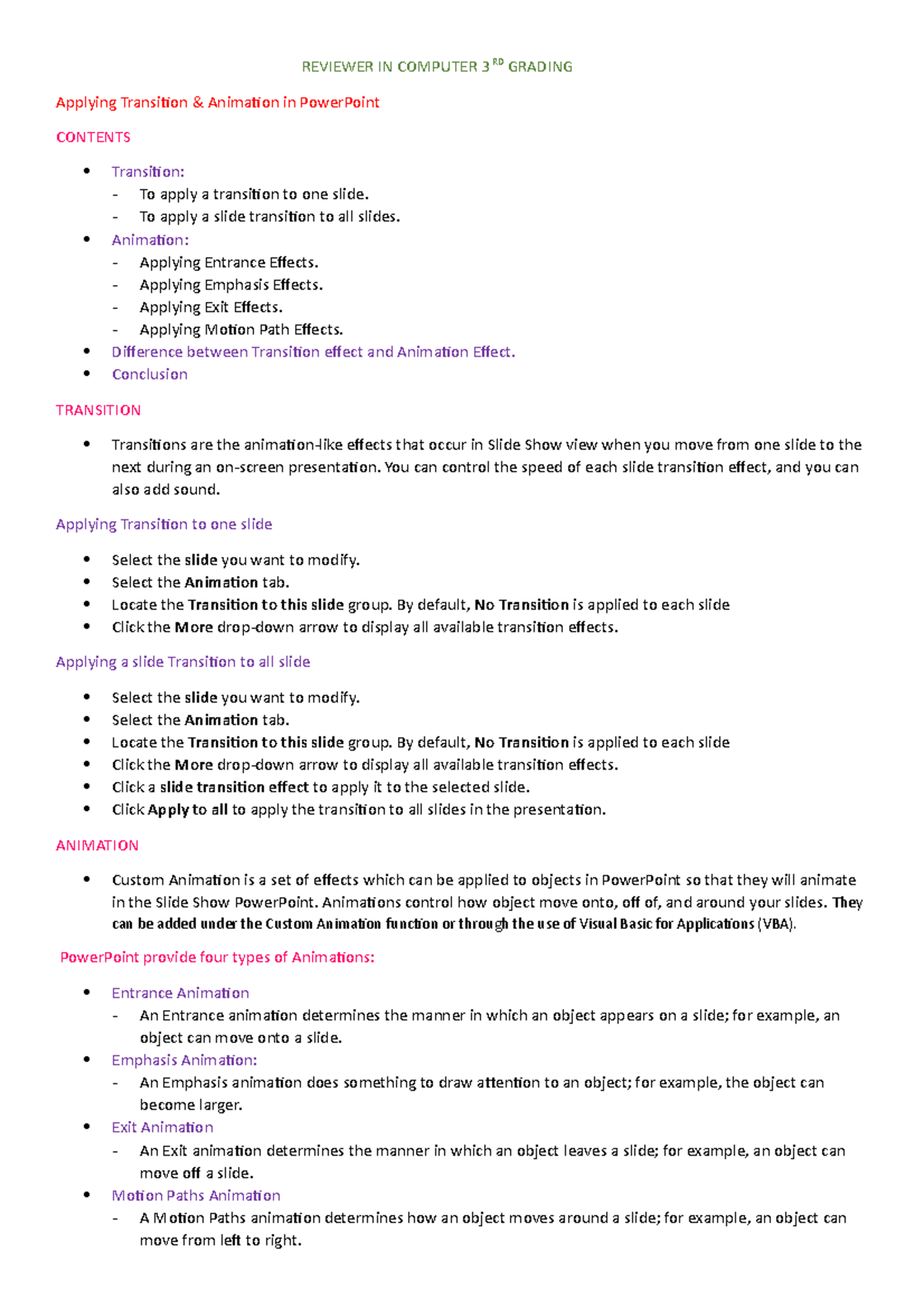 Reviewer IN Computer 3RD Grading - REVIEWER IN COMPUTER 3RD GRADING ...