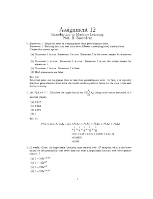 Assignment 10 - Assignment 10 Introduction to Machine Learning Prof. B. Ravindran The pairwise ...
