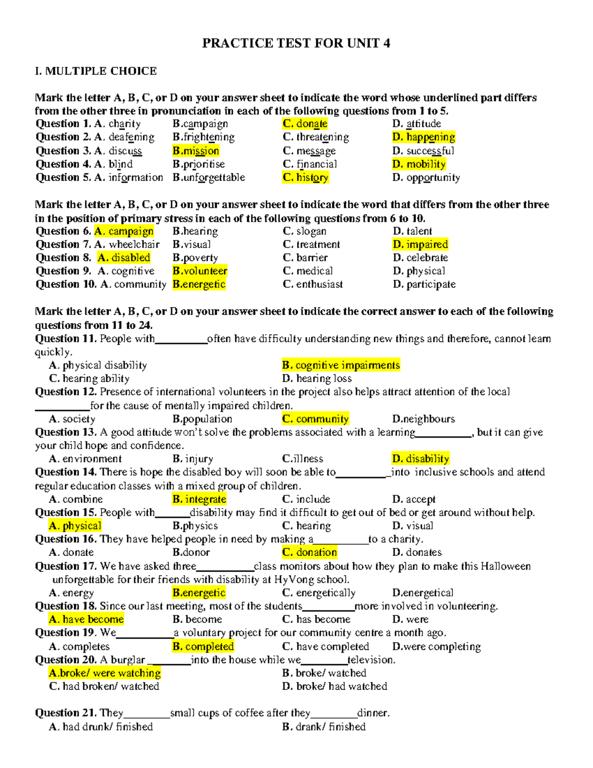 Practice TEST FOR UNIT 4-đã chuyển đổi - PRACTICE TEST FOR UNIT 4 I ...
