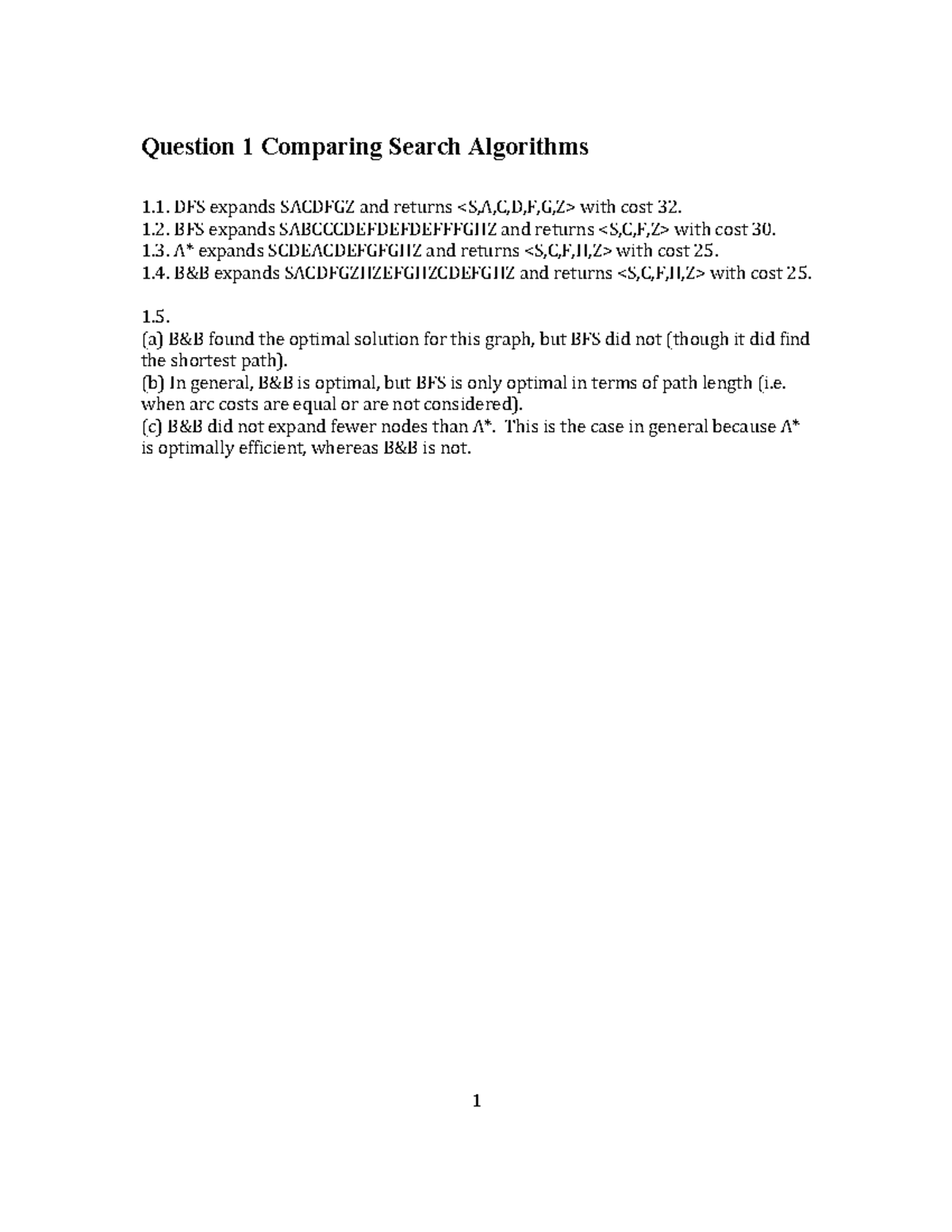 CPSC322 2021W2 Assignment 1 solns - Question 1 Comparing Search Algorithms 1. DFS expands ...