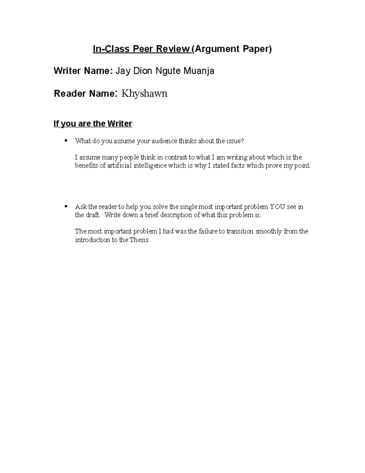 NEWArgument Peer Review-2 sosa - In-Class Peer Review (Argument Paper ...