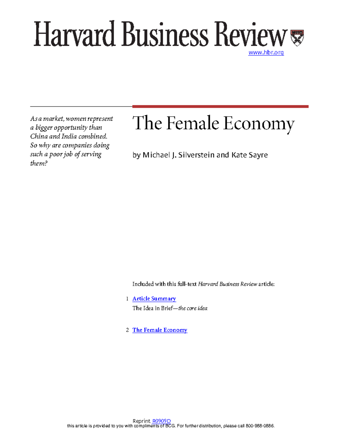 Harvard article female economy - hbr The Female Economy by Michael J ...