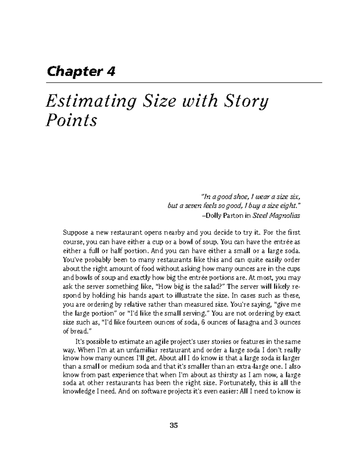 Agile Estimating and Planning Capitulo 4 - 35 Chapter 4 Estimating Size ...