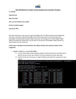DAD 220 Cardinality and Targeted Data - Then submit it to the Module ...