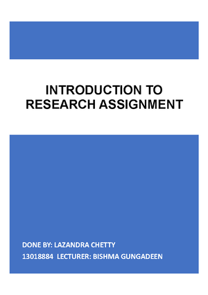 INRS7311 Assignment 1 Example - Introduction to research: Assignment one Student name: Lecturer ...