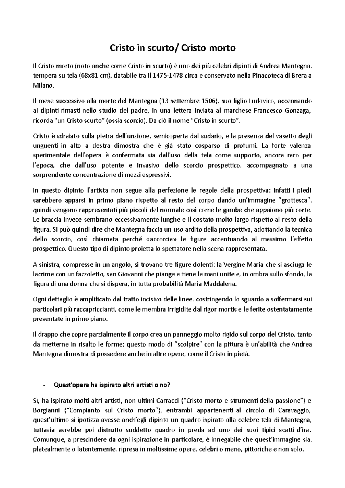 Cristo in scurto, Mantegna - Cristo in scurto/ Cristo morto Il Cristo ...