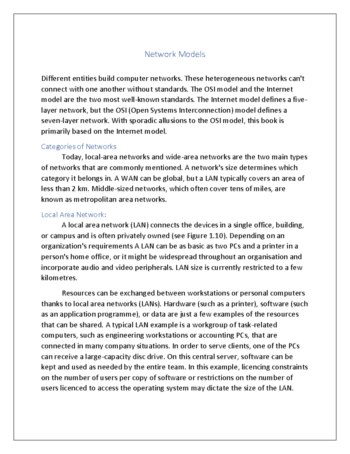 Network Models - Network Models Different entities build computer ...