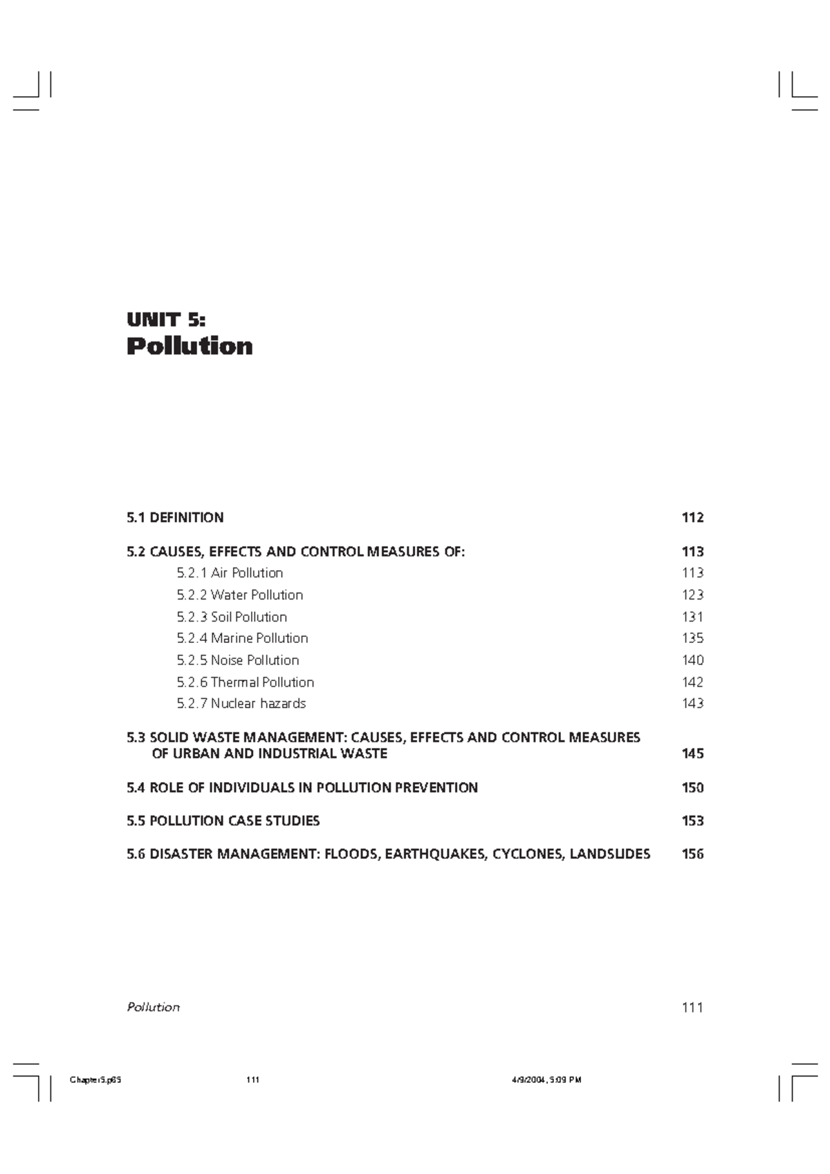 Chapter 5 - Study notes - UNIT 5: Pollution 5 DEFINITION Pollution 5 ...