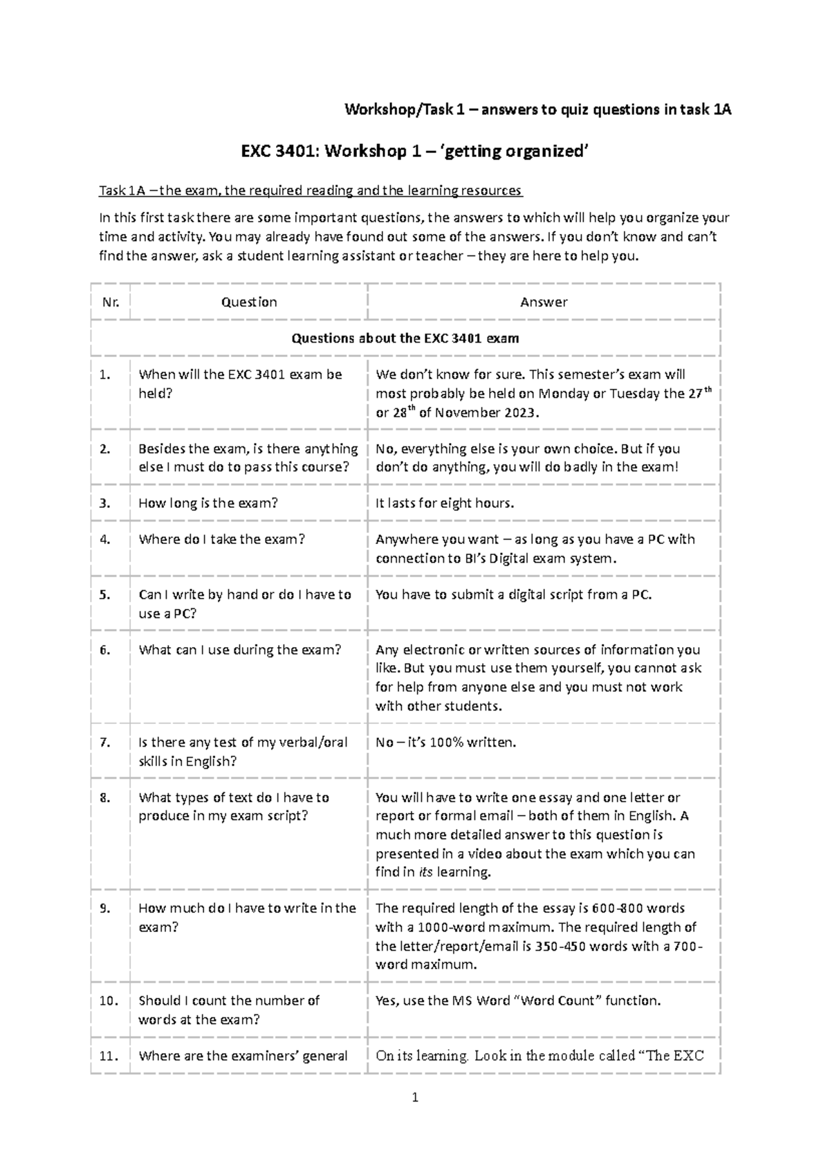 Task A Quiz Questions With The Answers Workshoptask 1 Answers To Quiz Questions In Task 1a