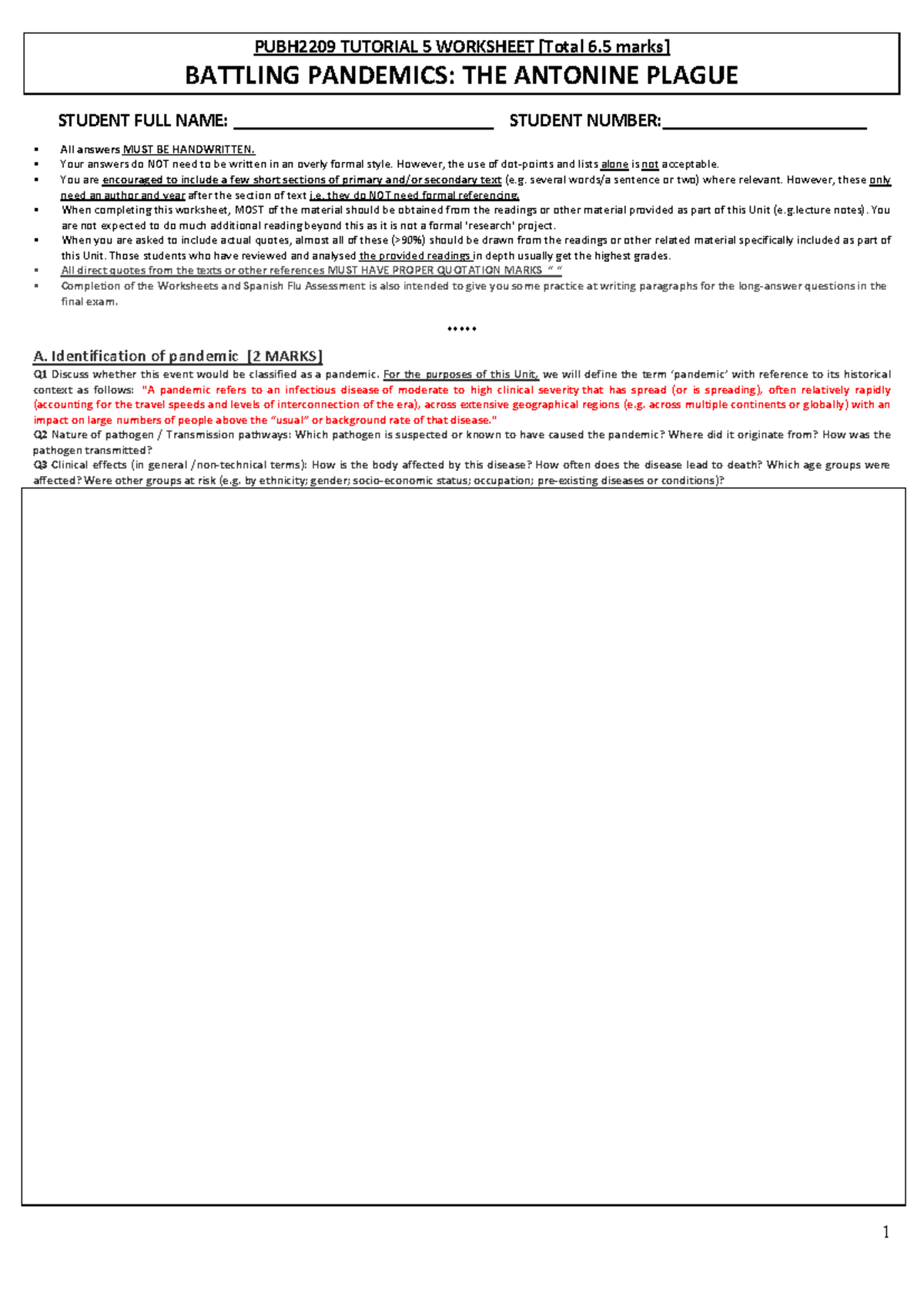 Tutorial 4 5 PPP Worksheet Antonine Plague - 1 PUBH2209 TUTORIAL 5 WORKSHEET [Total 6 marks ...