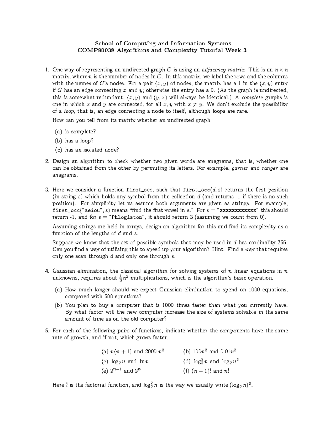 Tutorial 03 School Of Computing And Information Systems Comp90038 Algorithms And Complexity 3943