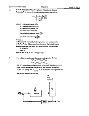 Laboratory 4 - ENCH 315 - Lab problems in tutorial component mass balance, degree of freedom ...