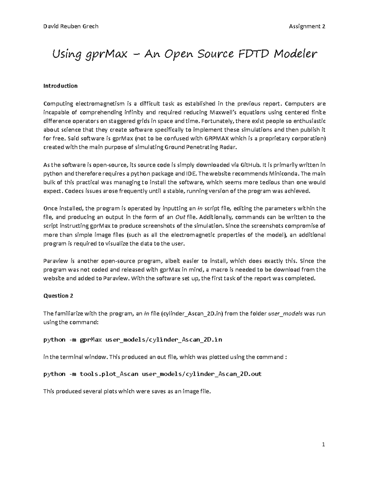 David Reuben Grech Assignment 2 - David Reuben Grech Assignment 2 Using ...