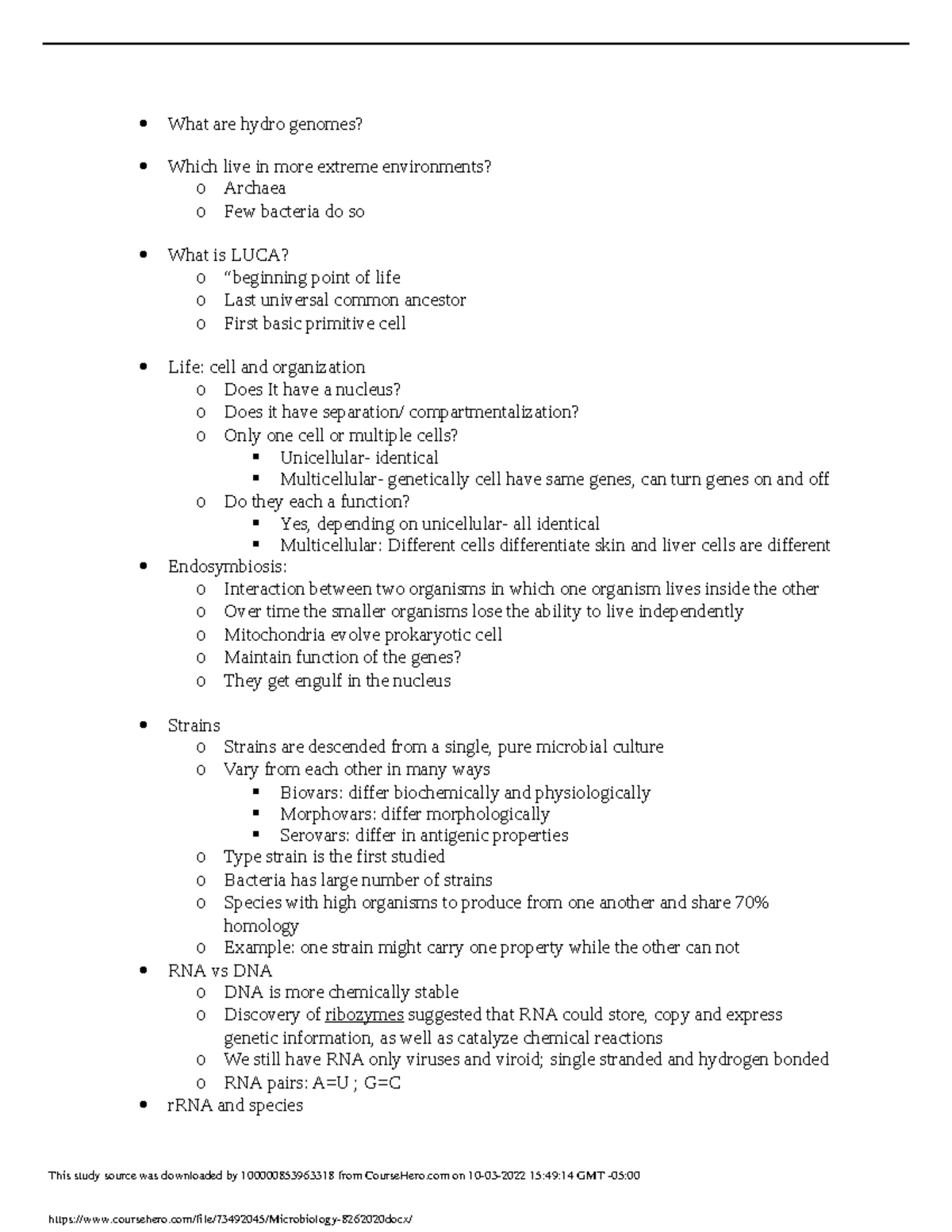Microbiology 2 - homework chapter 13 - What are hydro genomes? Which ...
