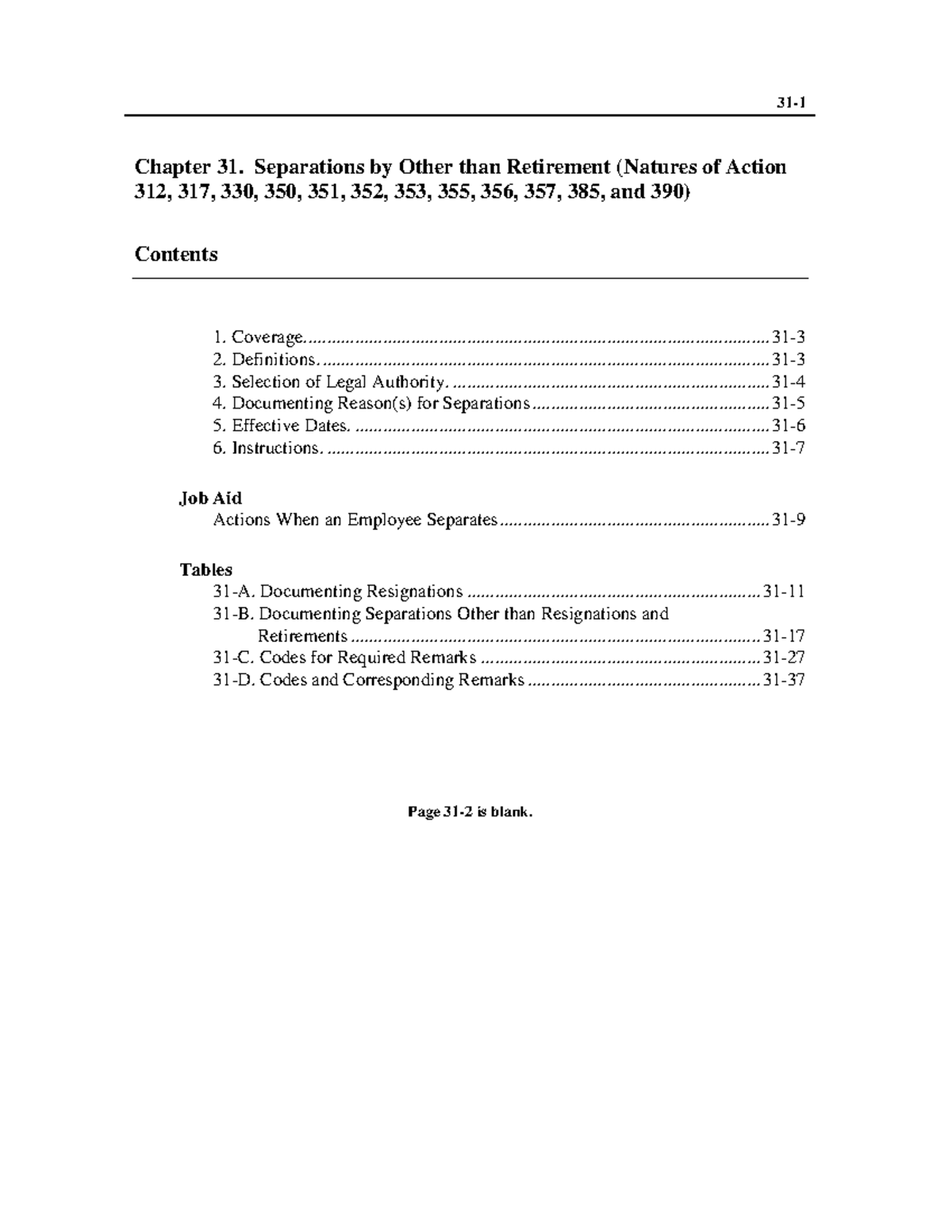 Abandonment of position - 31- Chapter 31. Separations by Other than ...