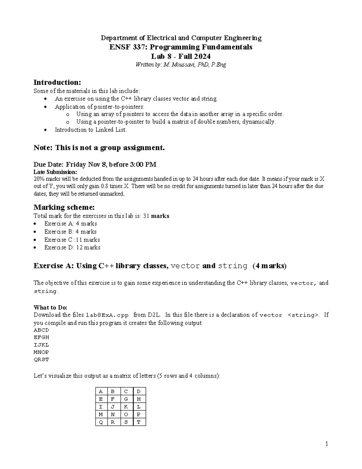 ENSF 337 lab8 Fall 2024 - hhhhhhhhhhhhhhhhhhhhhhhhhhhhhhhhhhhhhhhhh - Department of Electrical ...