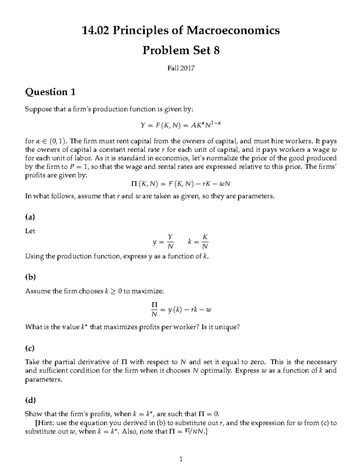Problem Set 8 Questions - 14. 02 - MIT - Studocu