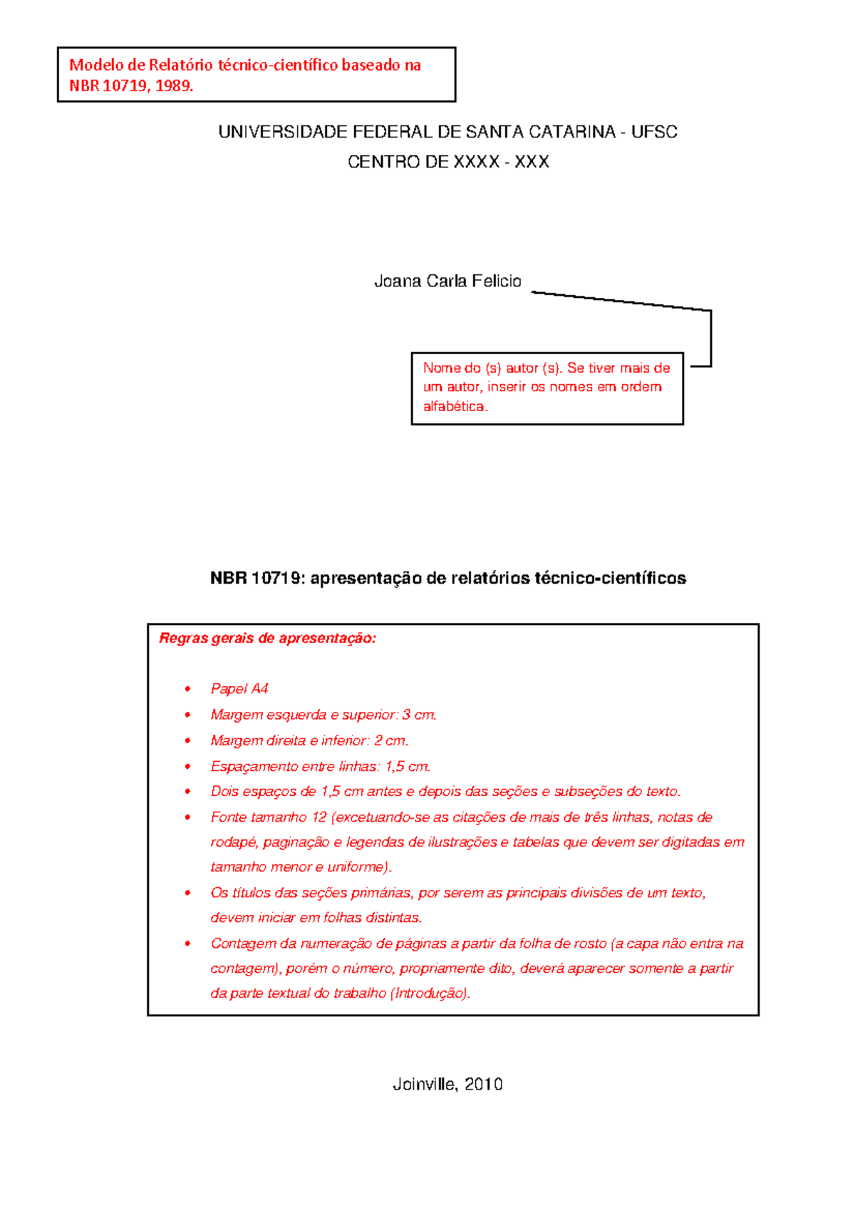 Modelo de relatorio tecnico-cientifico - UNIVERSIDADE FEDERAL DE SANTA ...