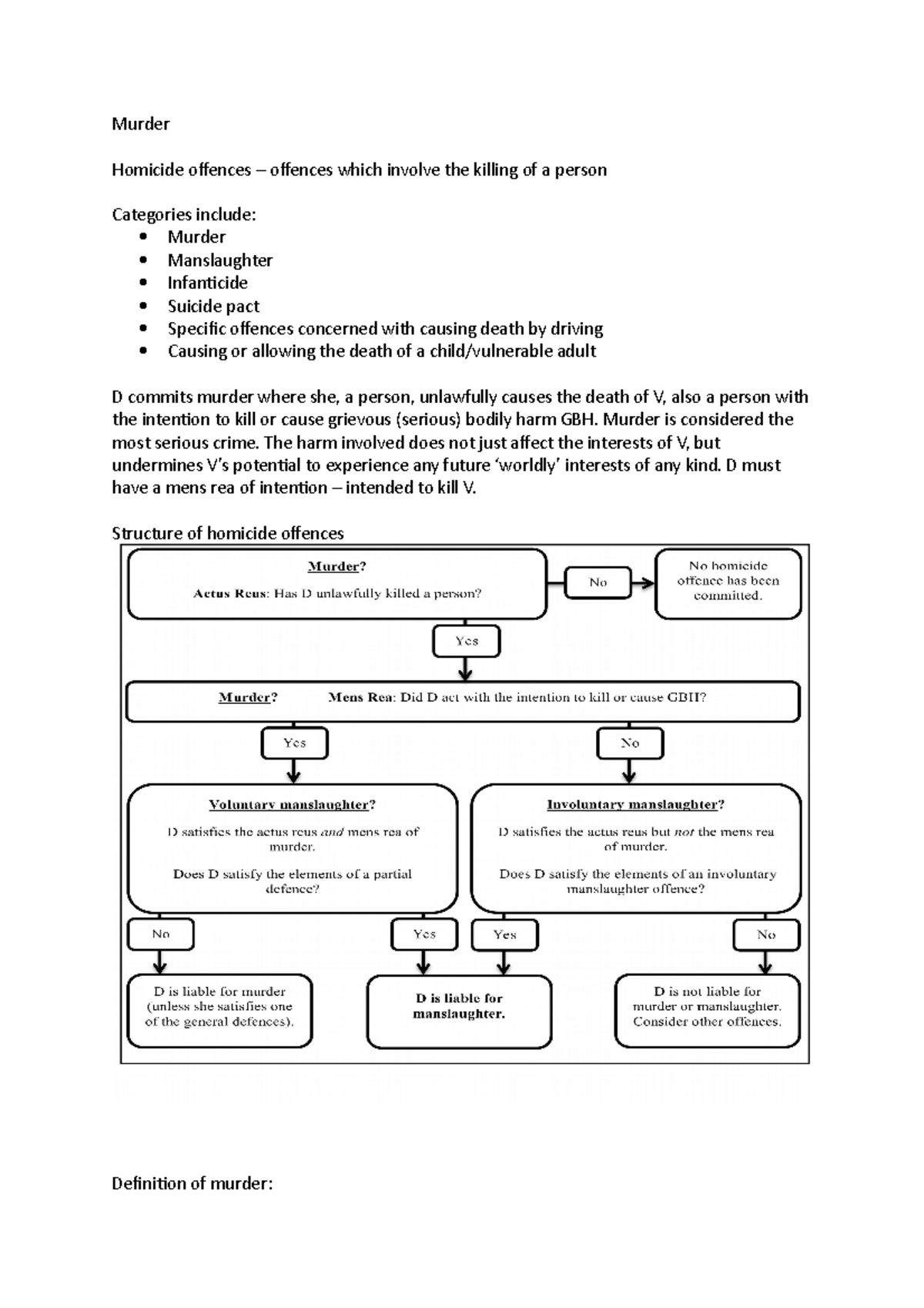 Murder - Murder Homicide offences – offences which involve the killing ...