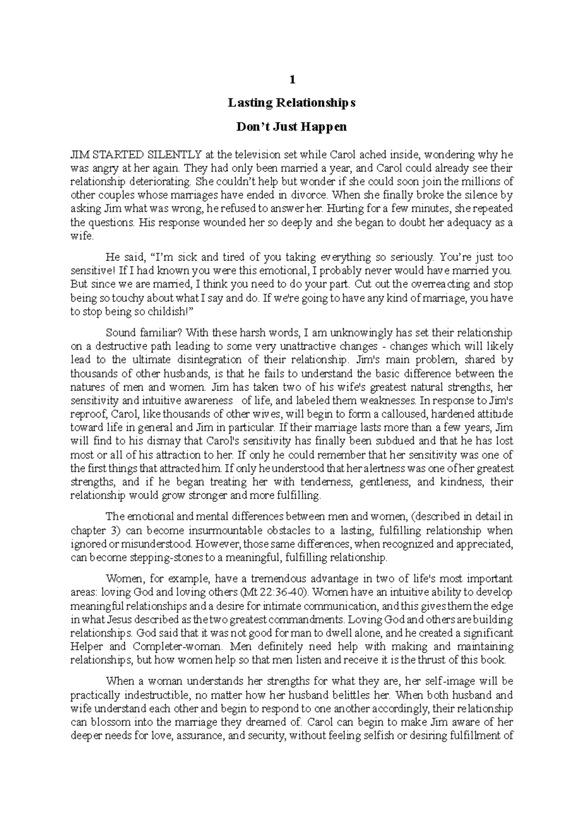 My Project - n/a - 1 Lasting Relationships Don’t Just Happen JIM ...