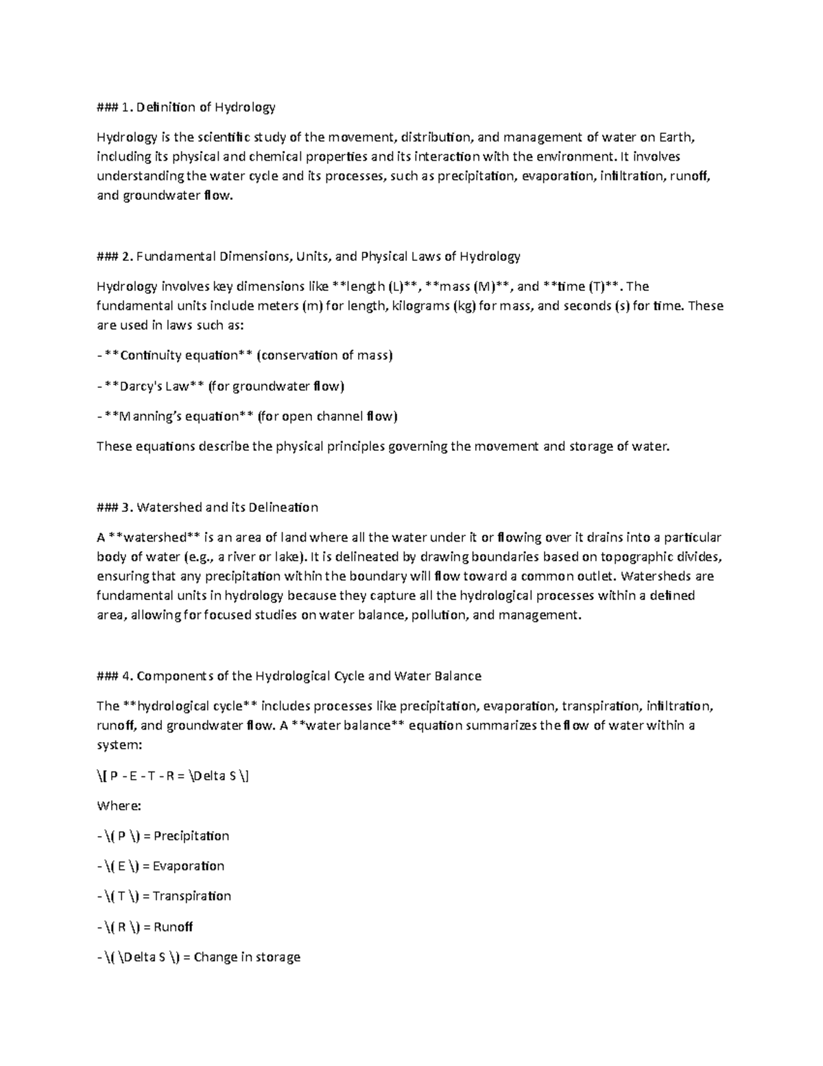 Hyfrology - Fundamental Dimensions, Units, and Physical Laws of ...