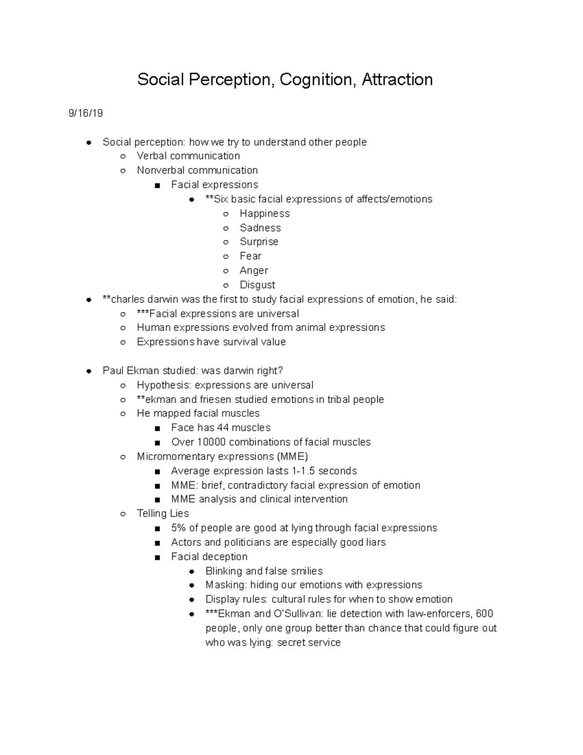 PSYC2 Social Perception, Cognition, Attraction - Social Perception ...