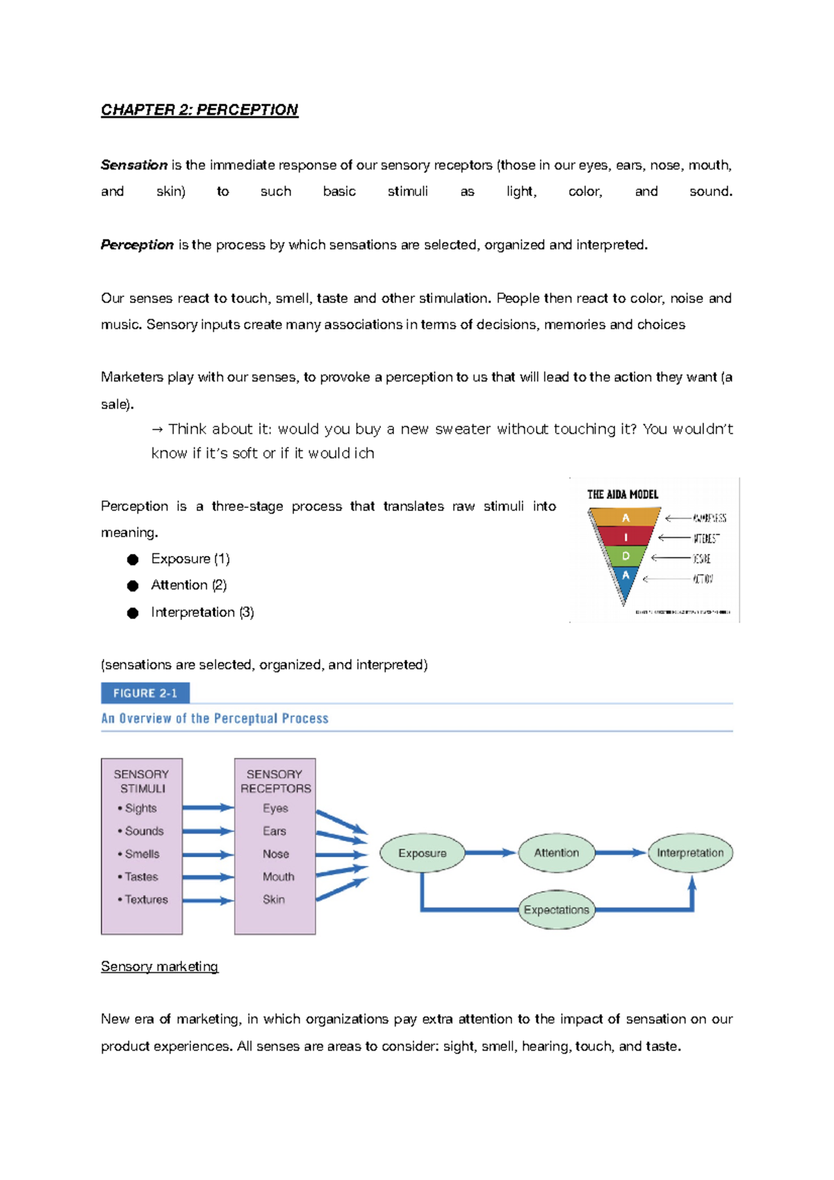 Chapter 2 Perception - teorie du course - Consumer Behavior: Buying Having and Being - CHAPTER 2 ...
