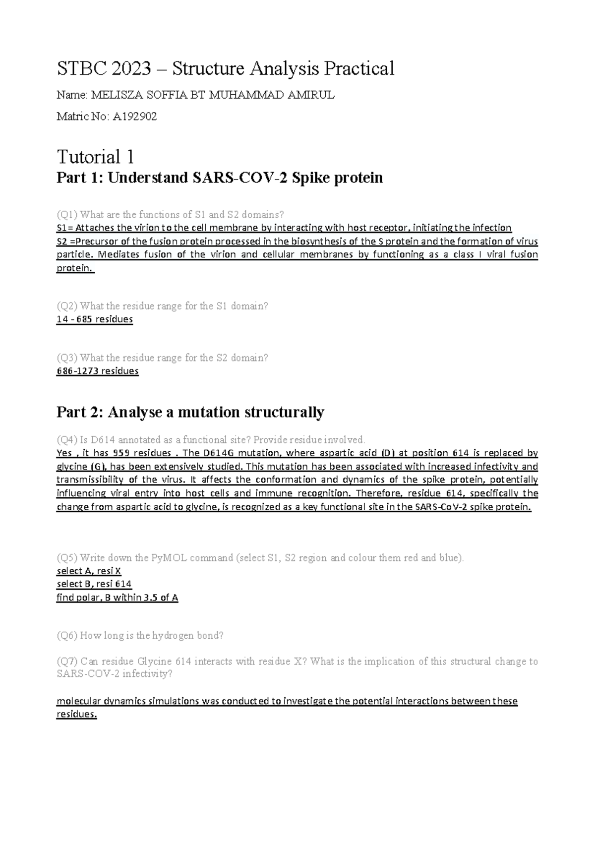 Tutorial Pymol Report Template Stbc 2023 Structure Analysis