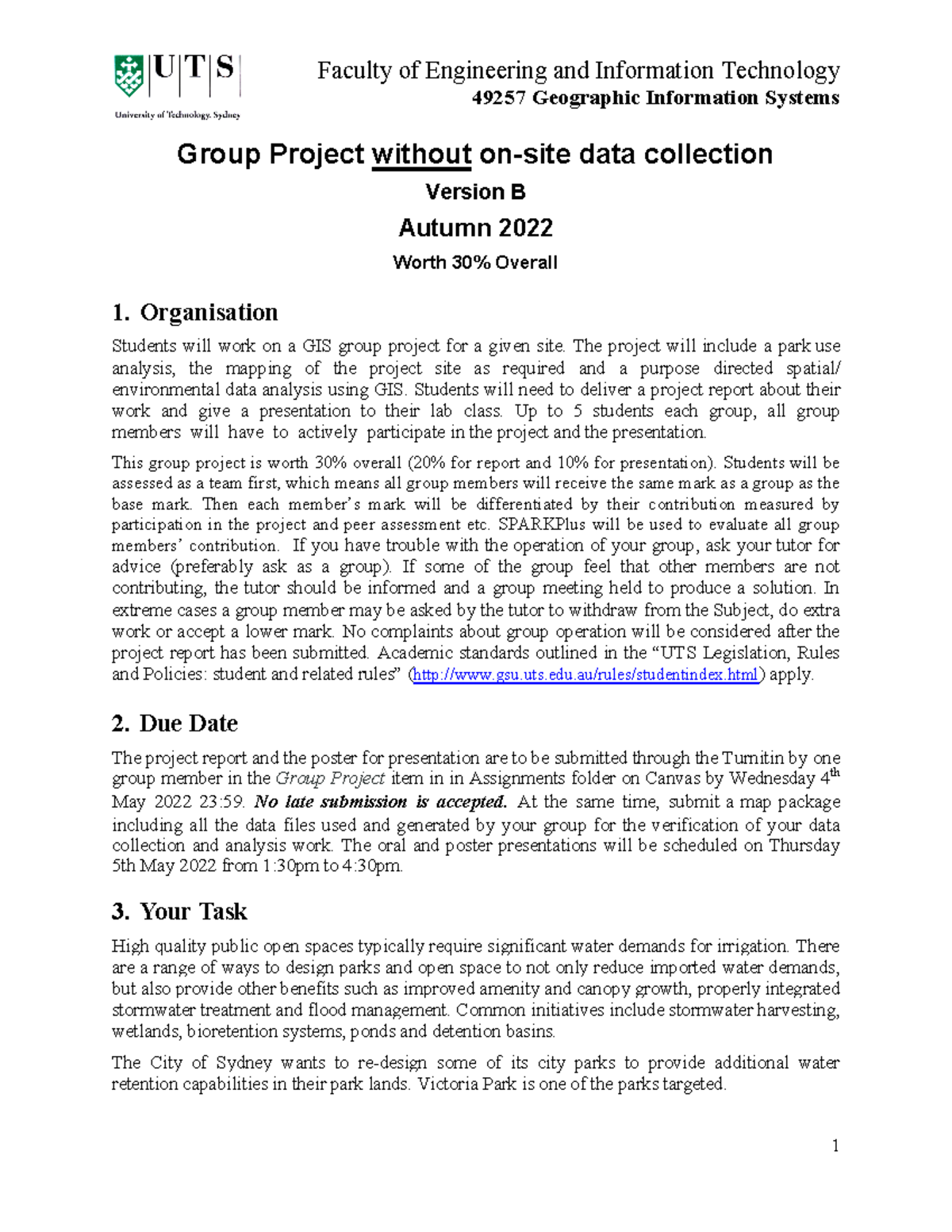 GIS Group Assignment Guide 12 - 49257 Geographic Information Systems ...