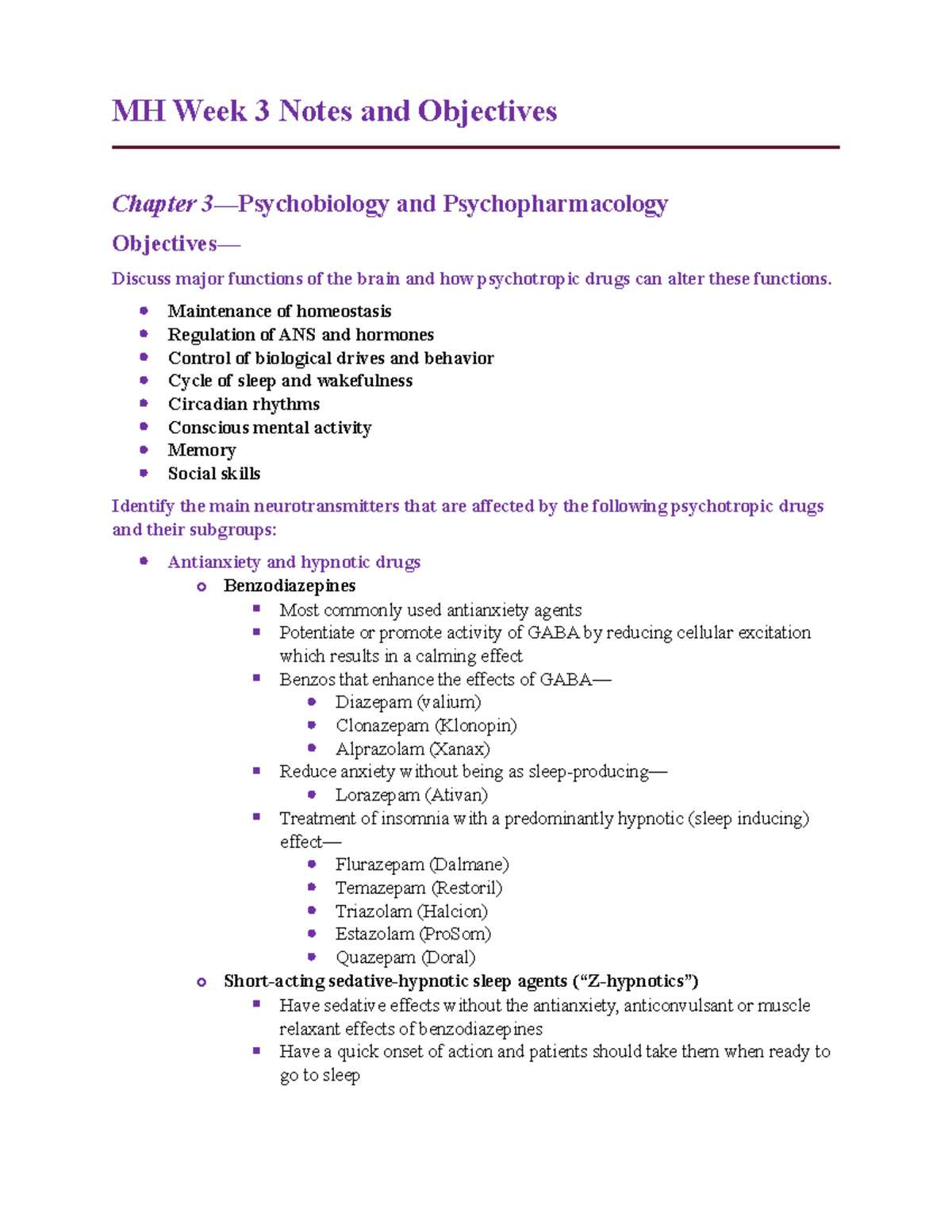 MH Week 3 Notes and Objectives - MH Week 3 Notes and Objectives Chapter ...