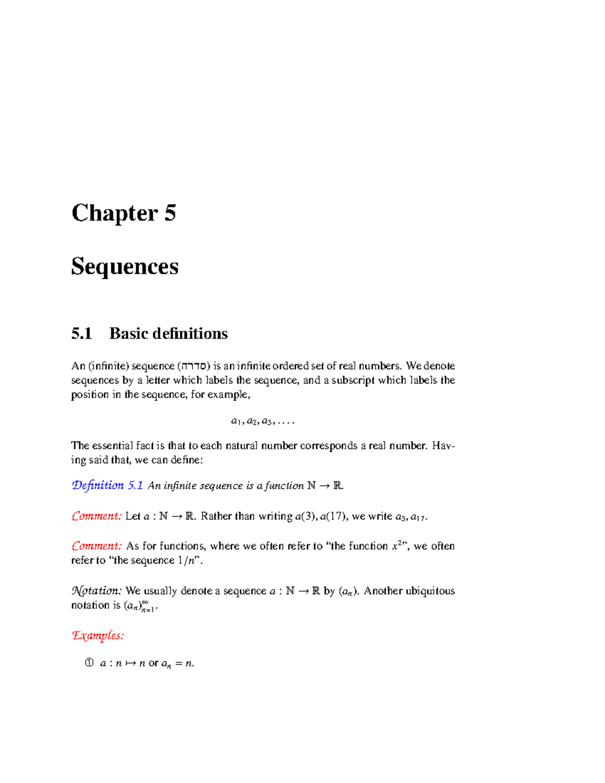 Calculus chapter 5 lecture notes - Chapter 5 Sequences 5 Basic ...