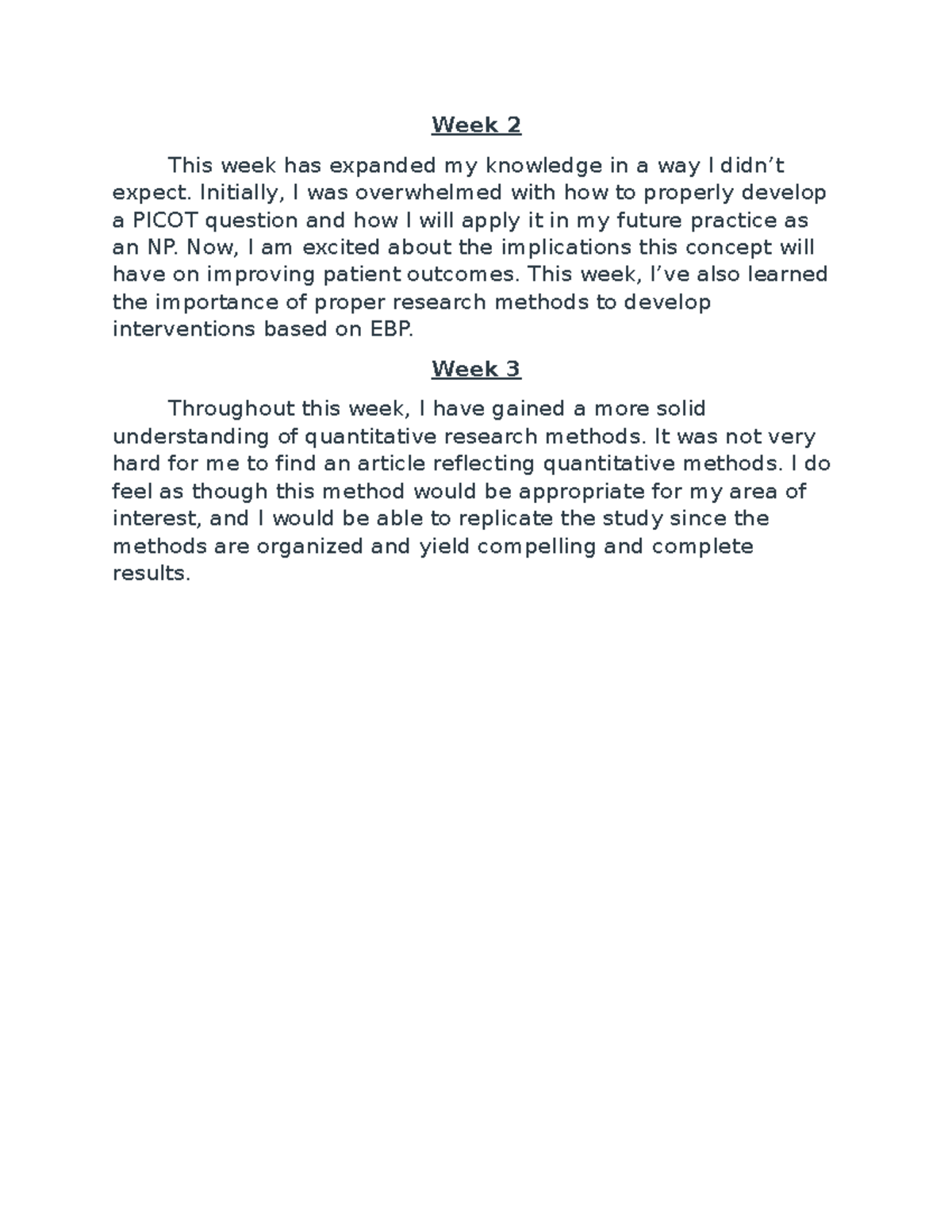 May 2023 Weekly Reflections - Week 2 This week has expanded my ...