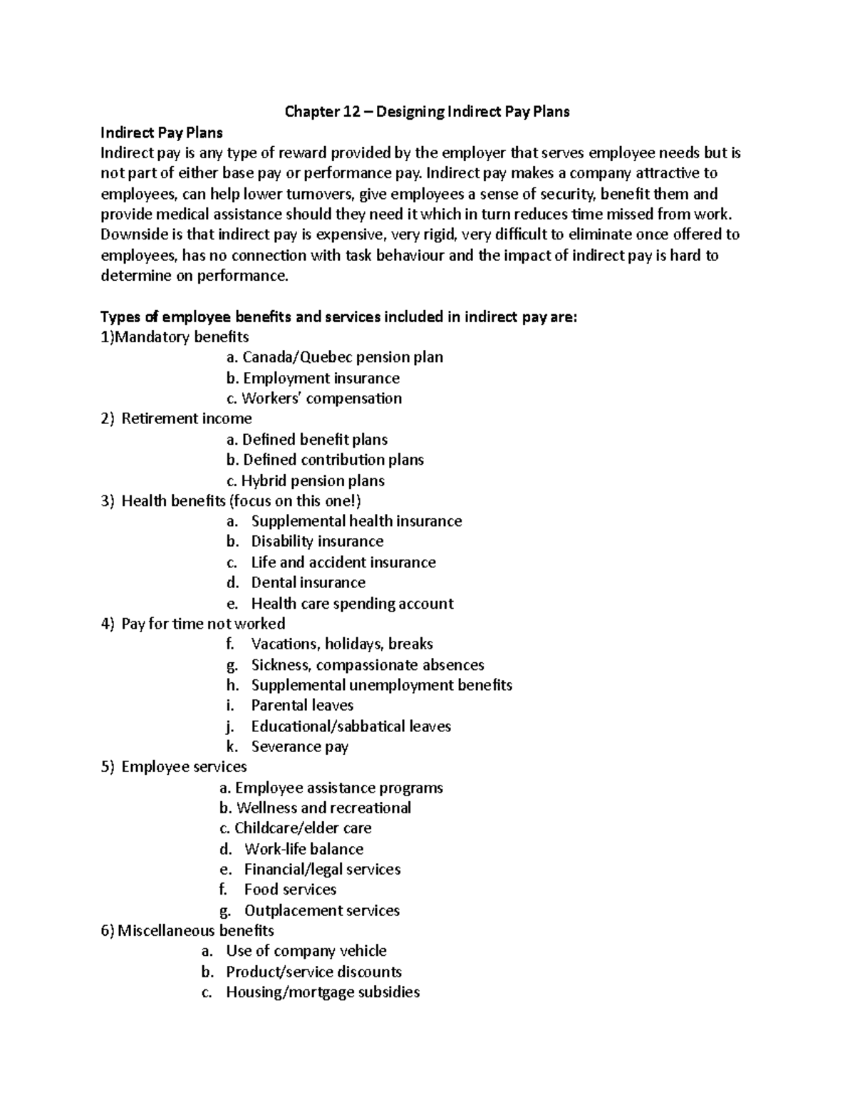 Chapter 12 - Designing Indirect Pay Plans - Chapter 12 – Designing ...