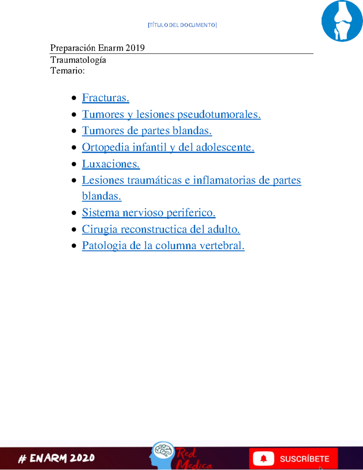 Traumatologia y ortopedia - Warning: TT: undefined function: 32 Preparación Enarm 2019 ...
