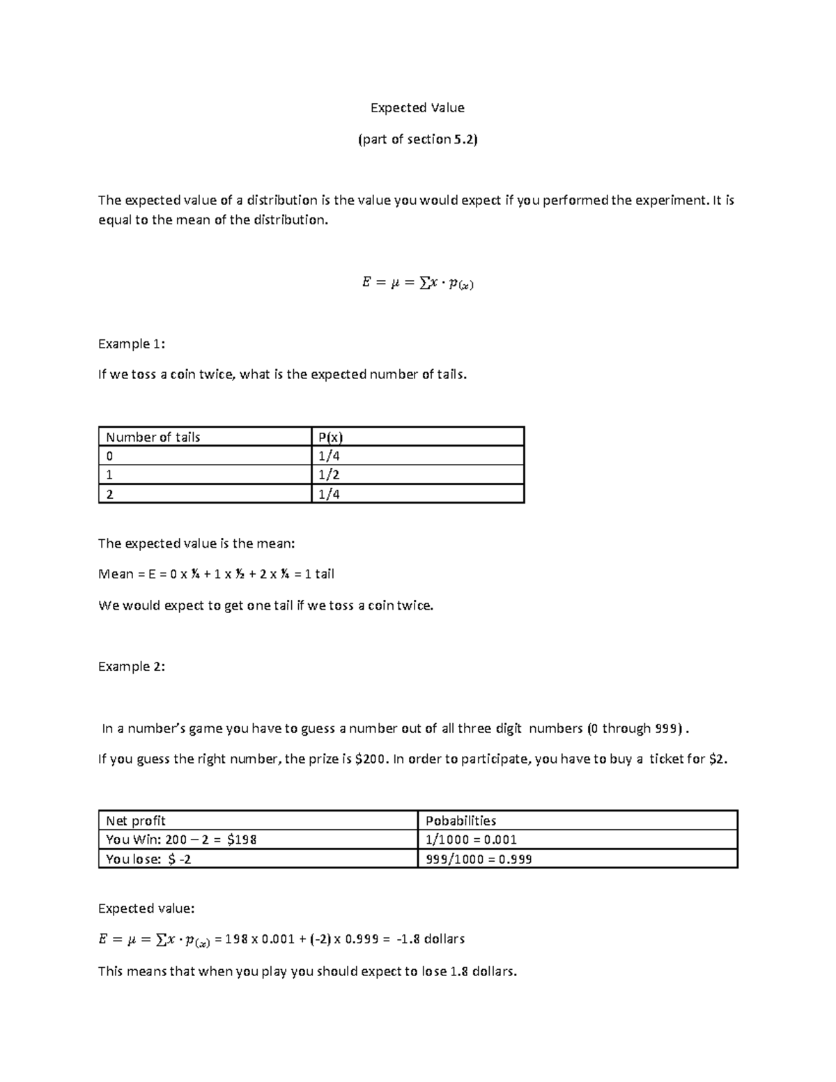 Expected Value - Rafael Vicente - Expected Value (part of section 5 ...