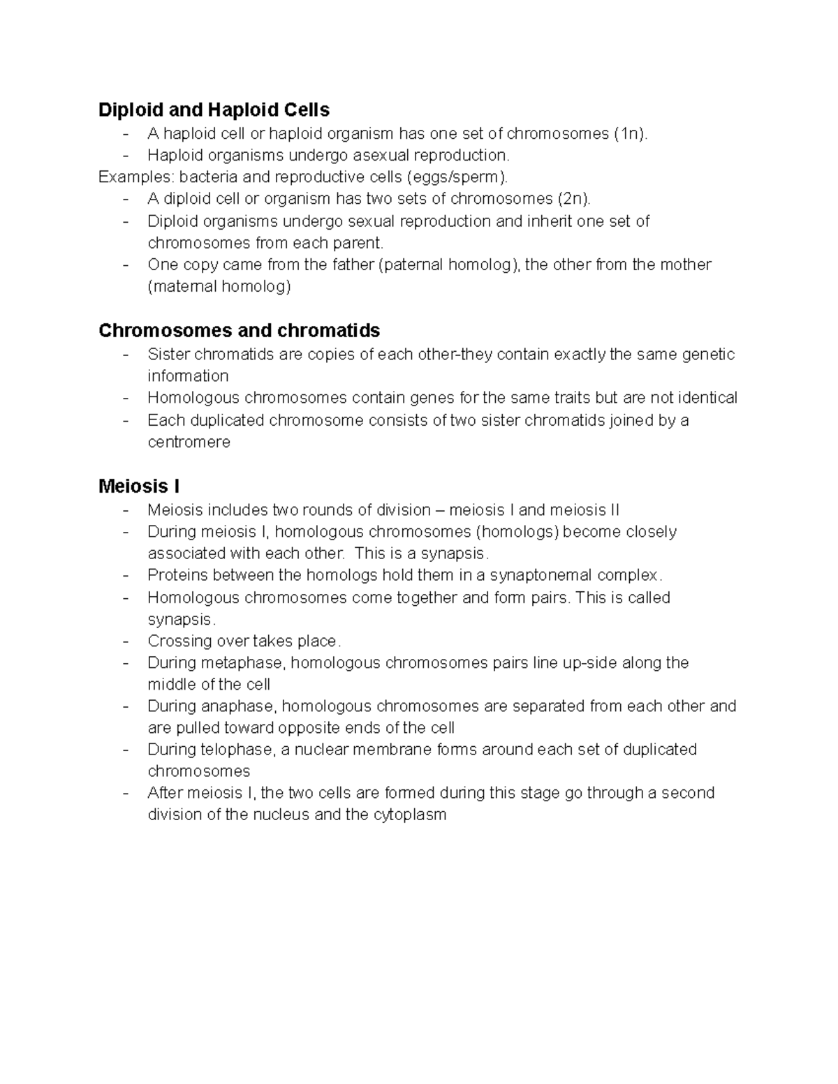 Biology notes- diploid and haploid cells, chromosomes and chromatids ...