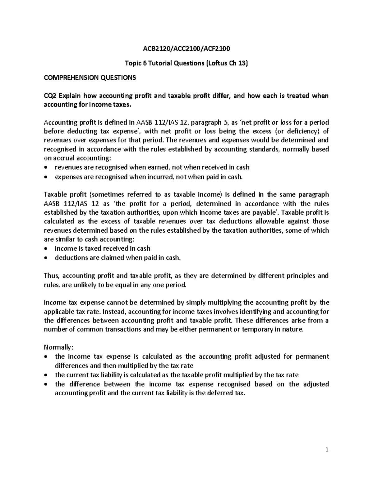 31 - practice question - ACB2120/ACC2100/ACF Topic 6 Tutorial Questions ...