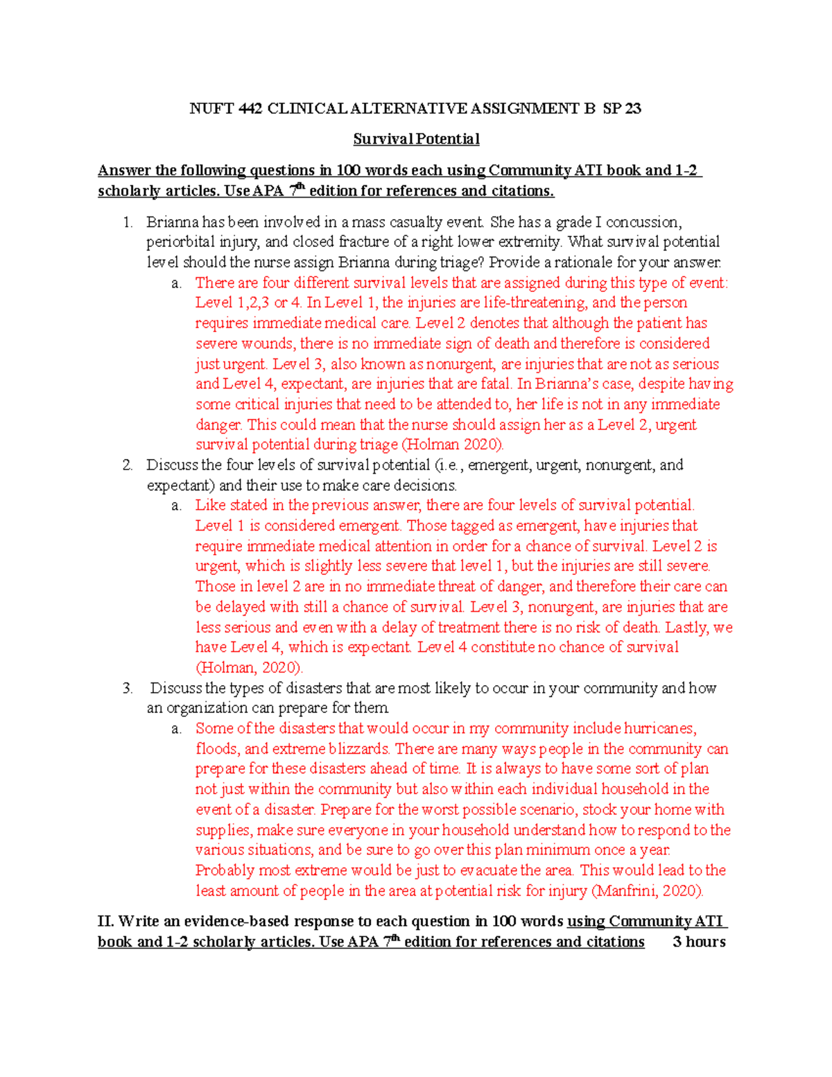 NUFT 442 Clinical Alternative Assignment B SP 23 - NUFT 442 CLINICAL ...