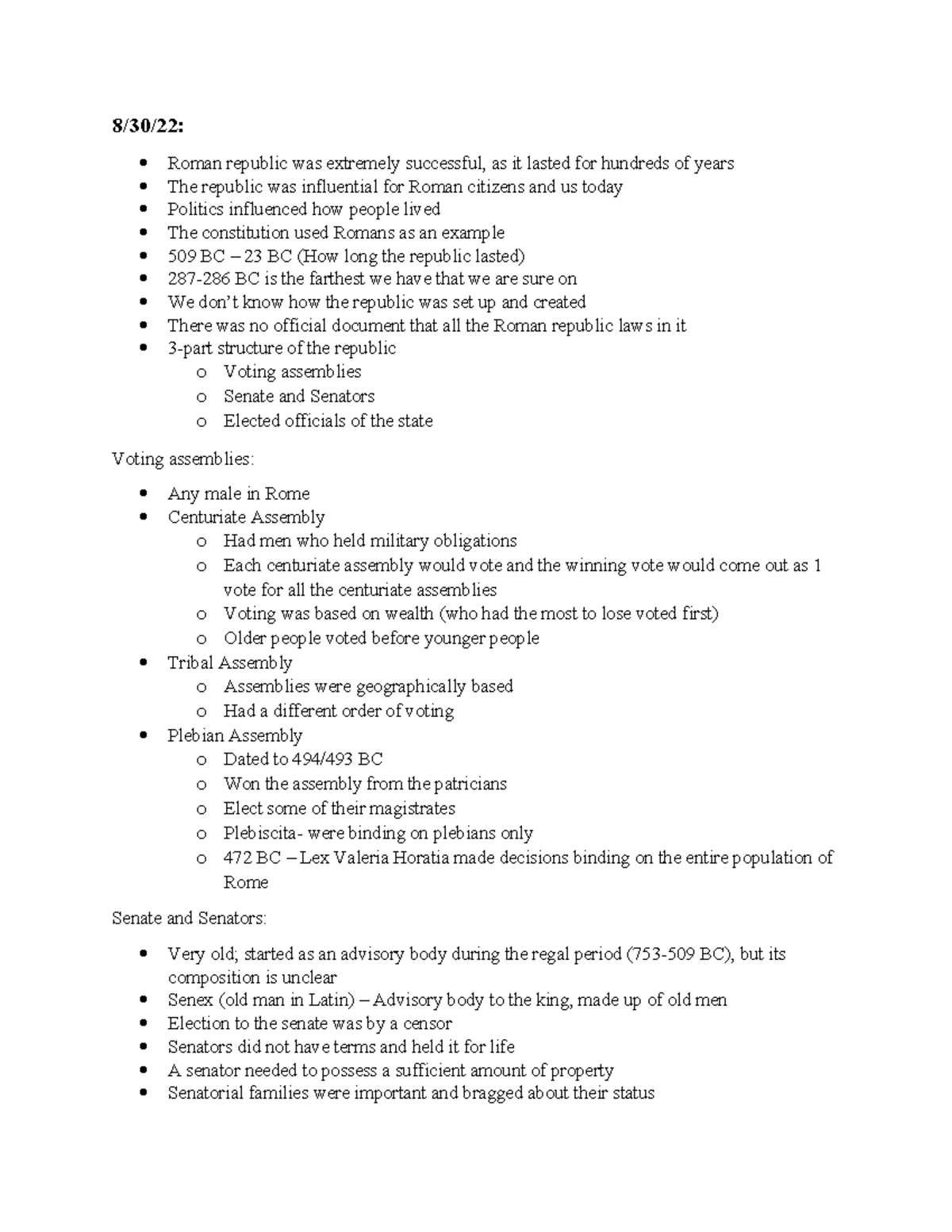 Roman Culture Notes - 8/30/22: Roman republic was extremely successful ...