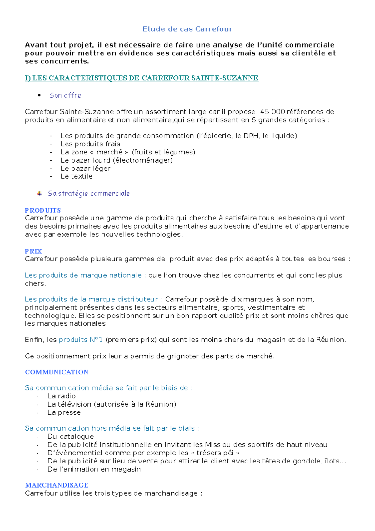 Etude de Cas Carrefour - Logistique - Etude de cas Carrefour Avant tout ...