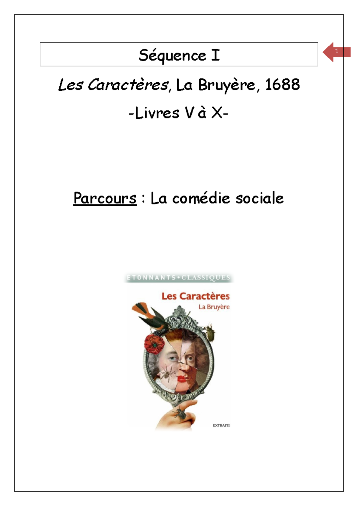 1713947709 Textes du BAC 1ere G 2023 2024 - 1 Séquence I Les Caractères ...