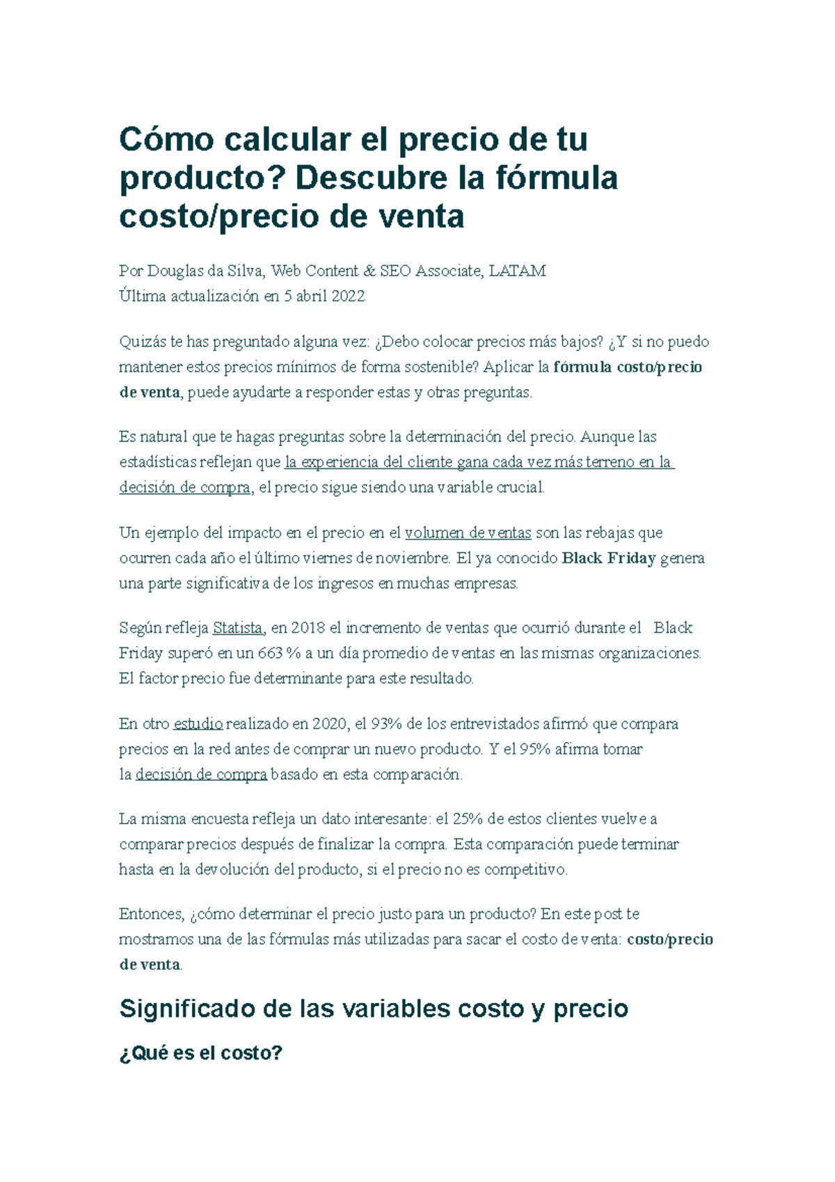 Cómo calcular el precio de tu producto - Cómo calcular el precio de tu ...