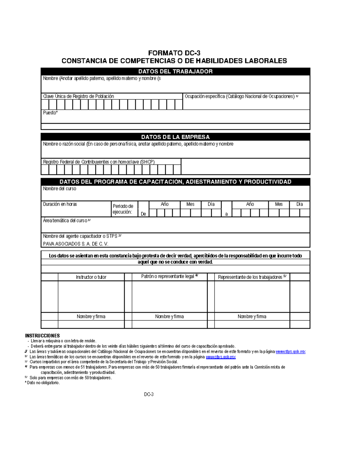 DC3 - FORMATO DC3 - FORMATO DC- CONSTANCIA DE COMPETENCIAS O DE ...