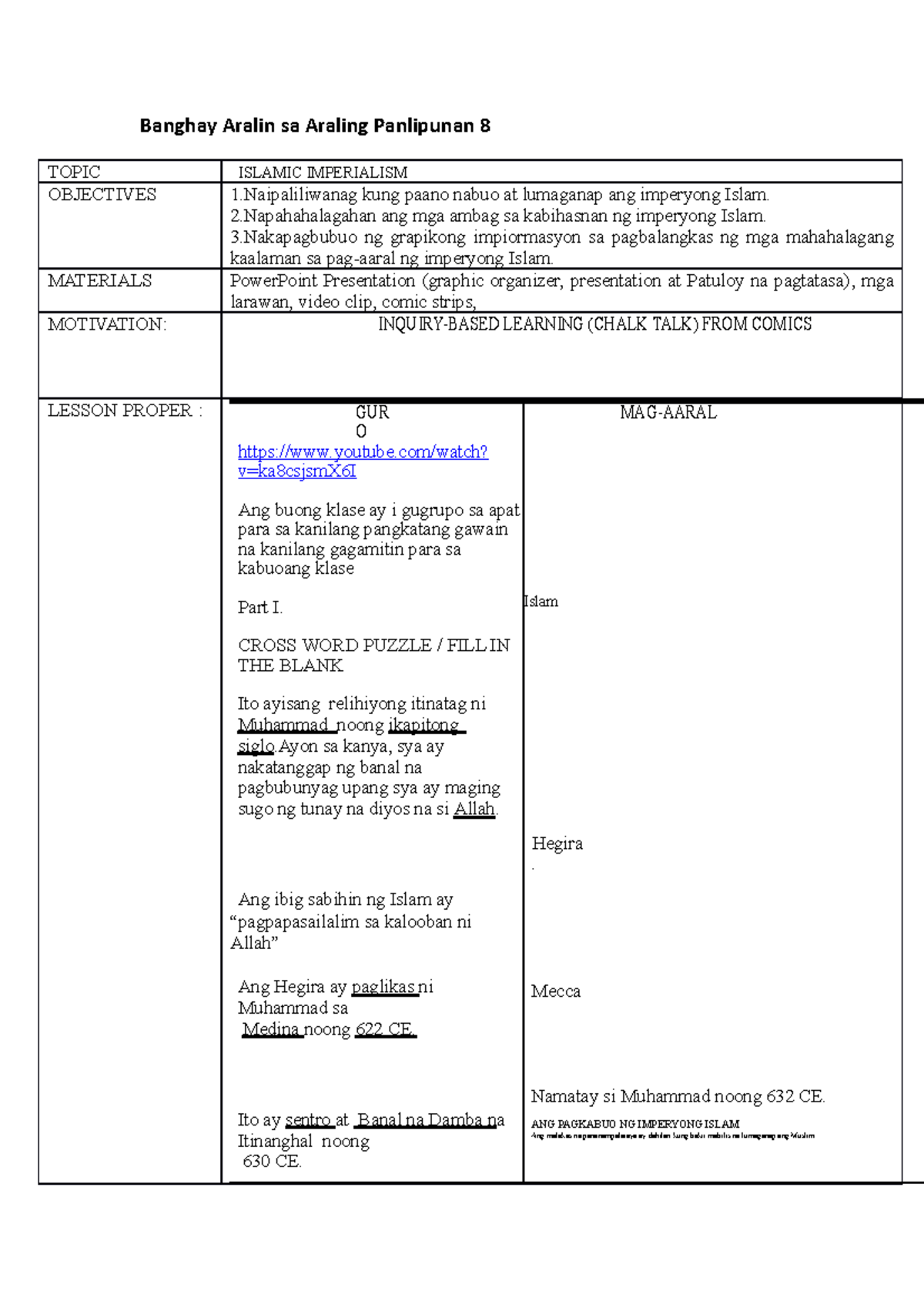 JCQ PSS 1 - awDWD - Banghay Aralin sa Araling Panlipunan 8 TOPIC ...