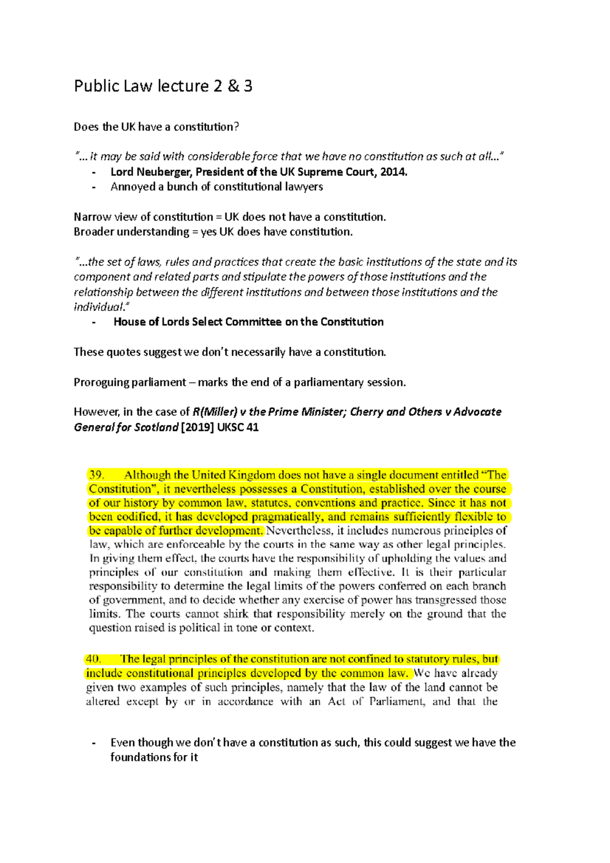Public Law Lecture 2 And 3 Notes Public Law Lecture 2 And 3 Does The Uk Have A Constitution