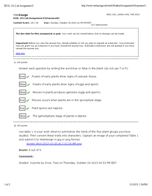 BIOL 101 Lab Assignment 6 - webassign/web/Student/Assignment-Responses/l... BIOL 101 Lab ...
