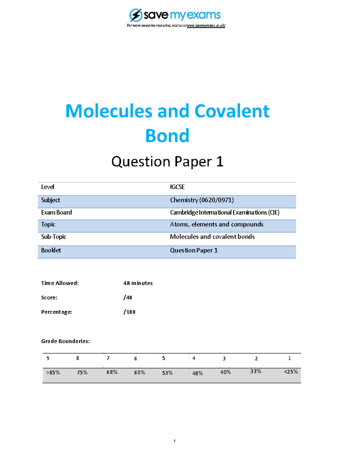 Copy of 323-Molecules-and-Covalent-Bond-Topic-Booklet-1-CIE- Igcse ...