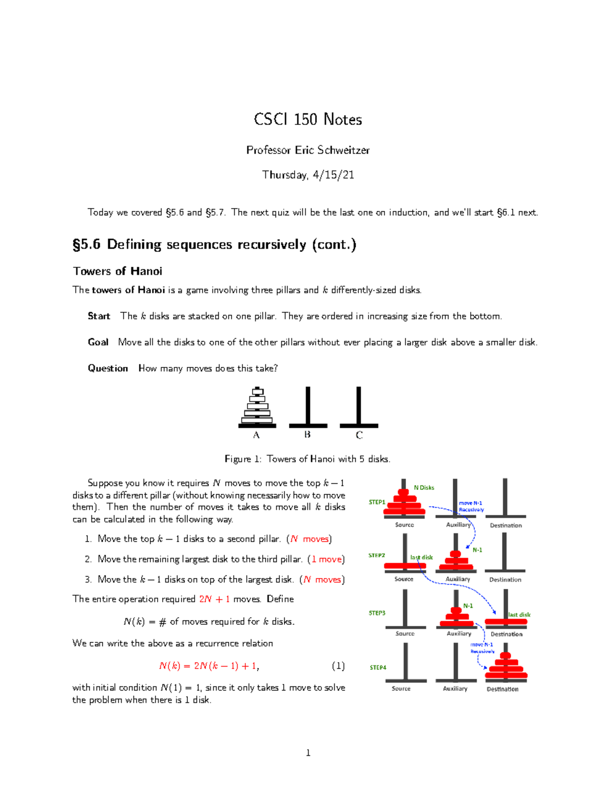 Csci 150 Notes 4 15 Csci 150 Notes Professor Eric Schweitzer Thursday 415 Today We Covered