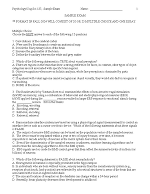 Anatomy Quiz 2024 key - Anatomy Quiz PSYCH / COGSCI 127 - Cognitive ...