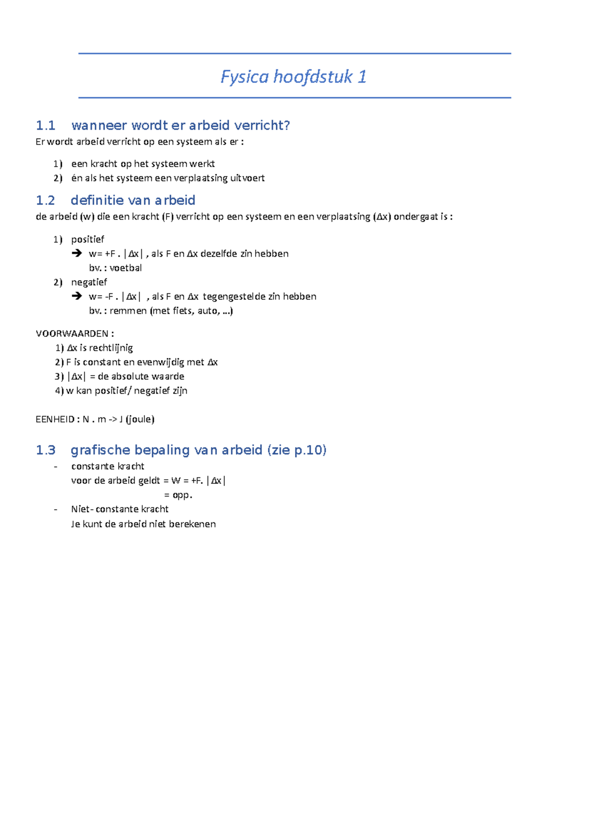 Fysica hoofdstuk 1 - samenvatting - Fysica hoofdstuk 1 1 wanneer wordt ...